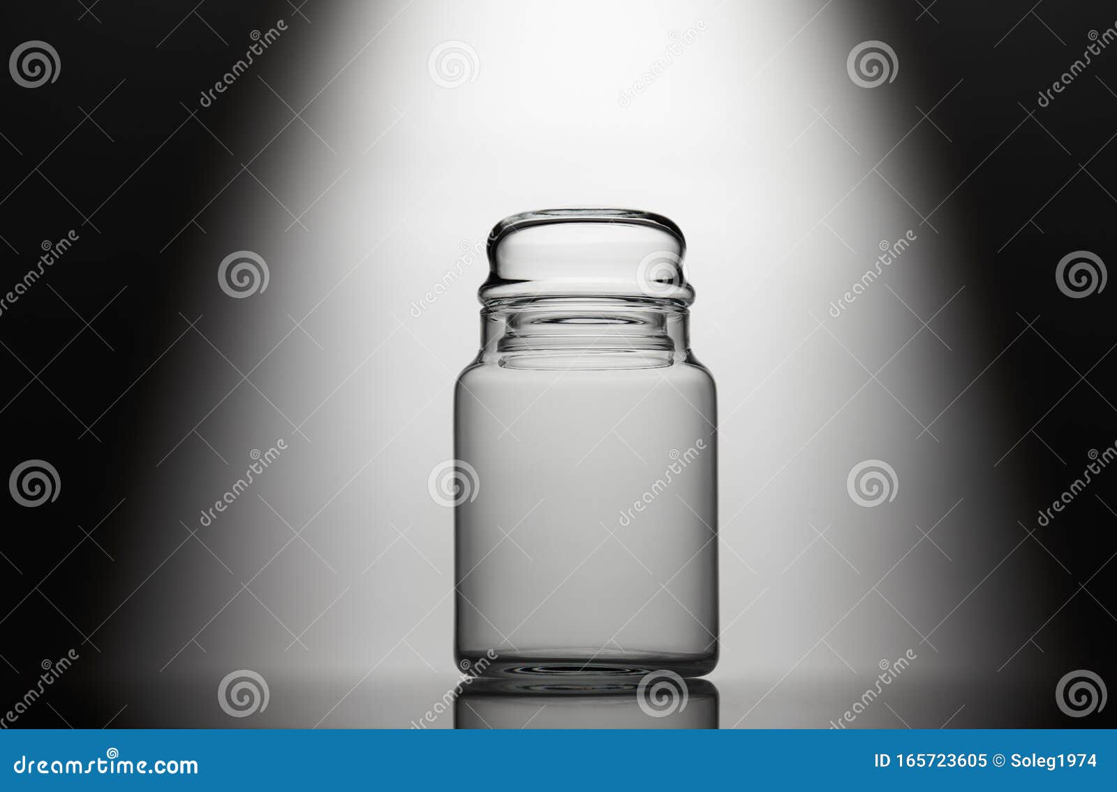 Empty Glass Jar on a Black and White Background with Light Effect Stock ...