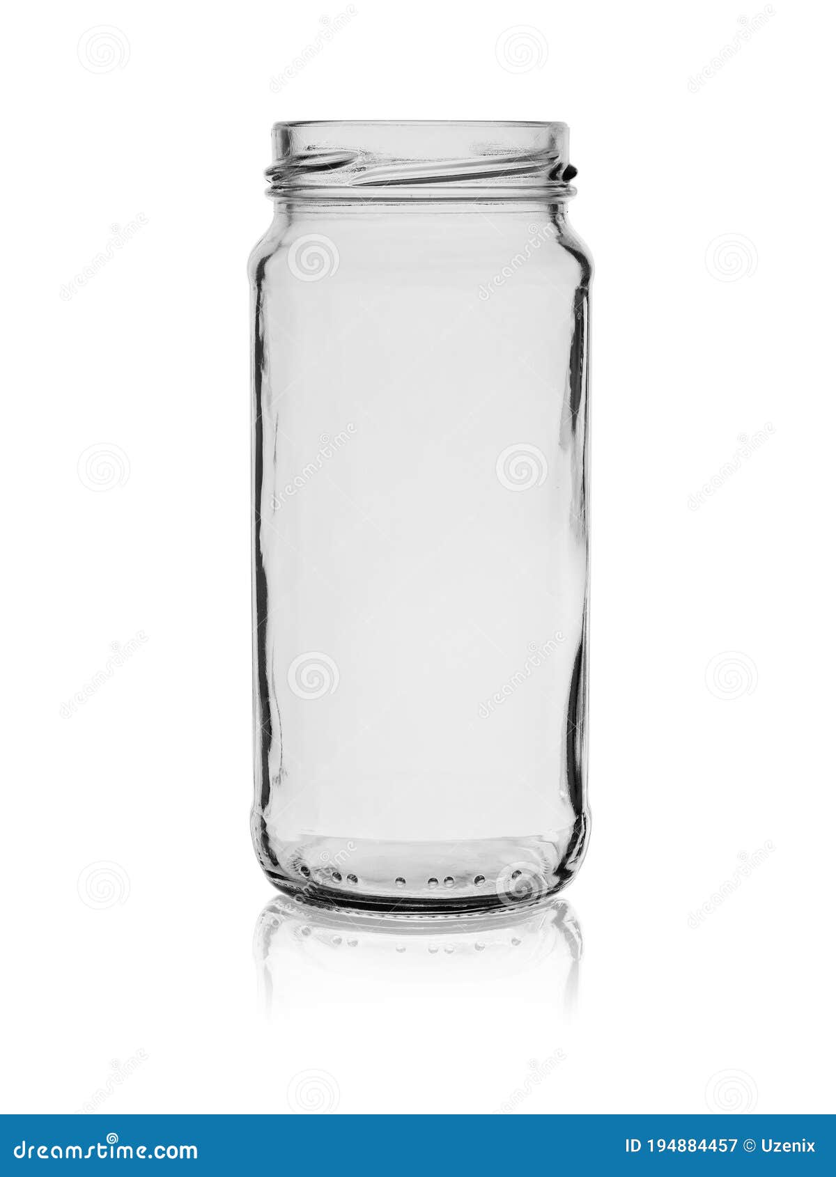 Empty Glass Jar without a Lid, Open. Isolated on a White Background ...