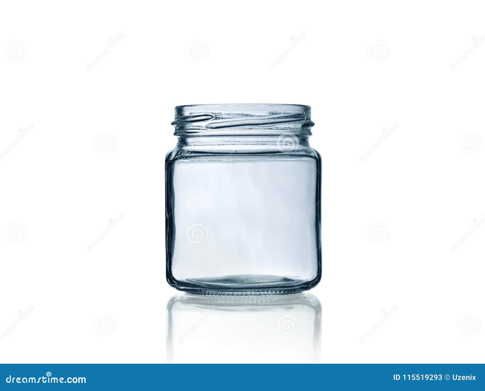 Empty Glass Jar with Reflection Isolated on White Stock Image - Image ...