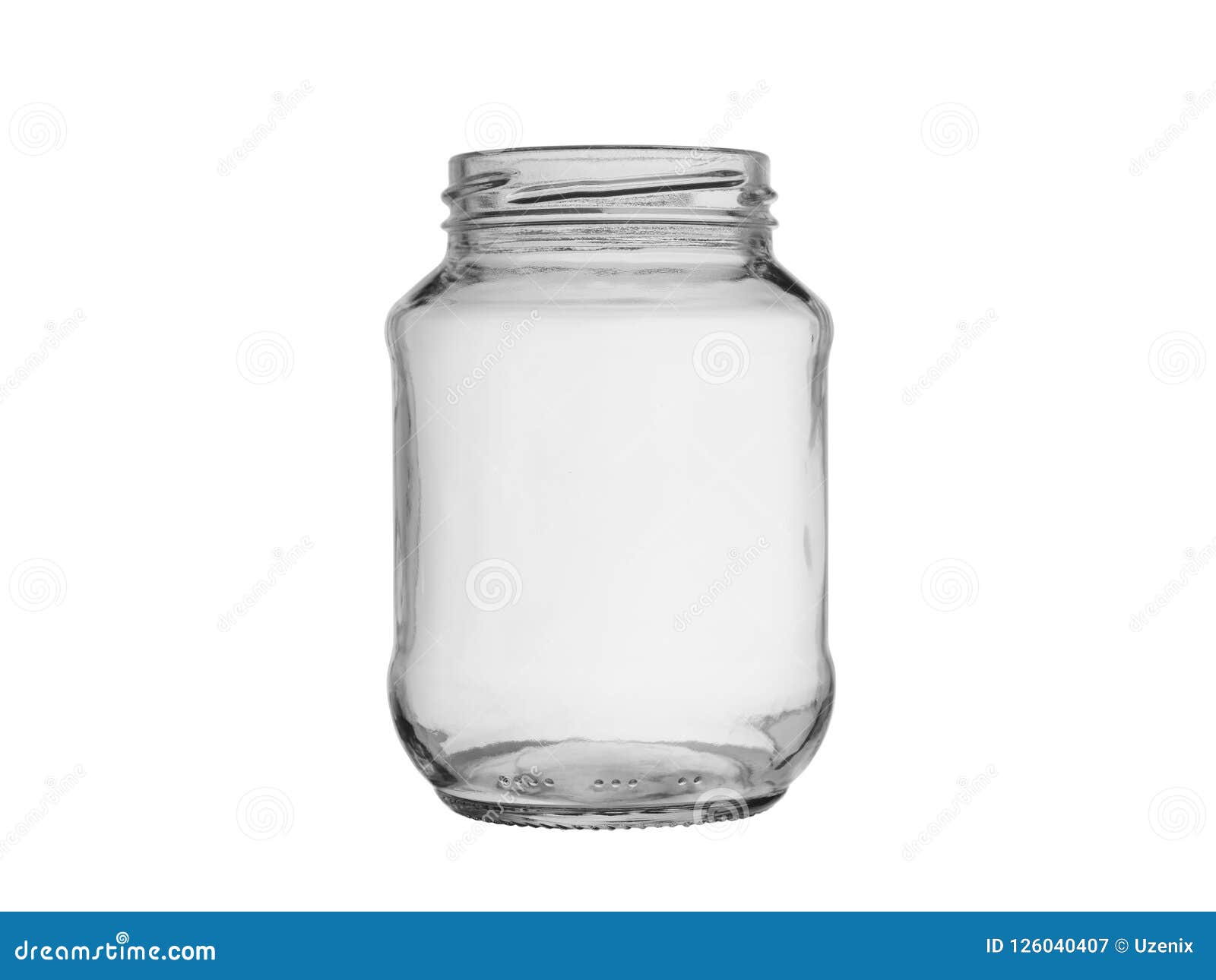 Empty Glass Jar with a Thread for Foodstuff Isolated on a White ...