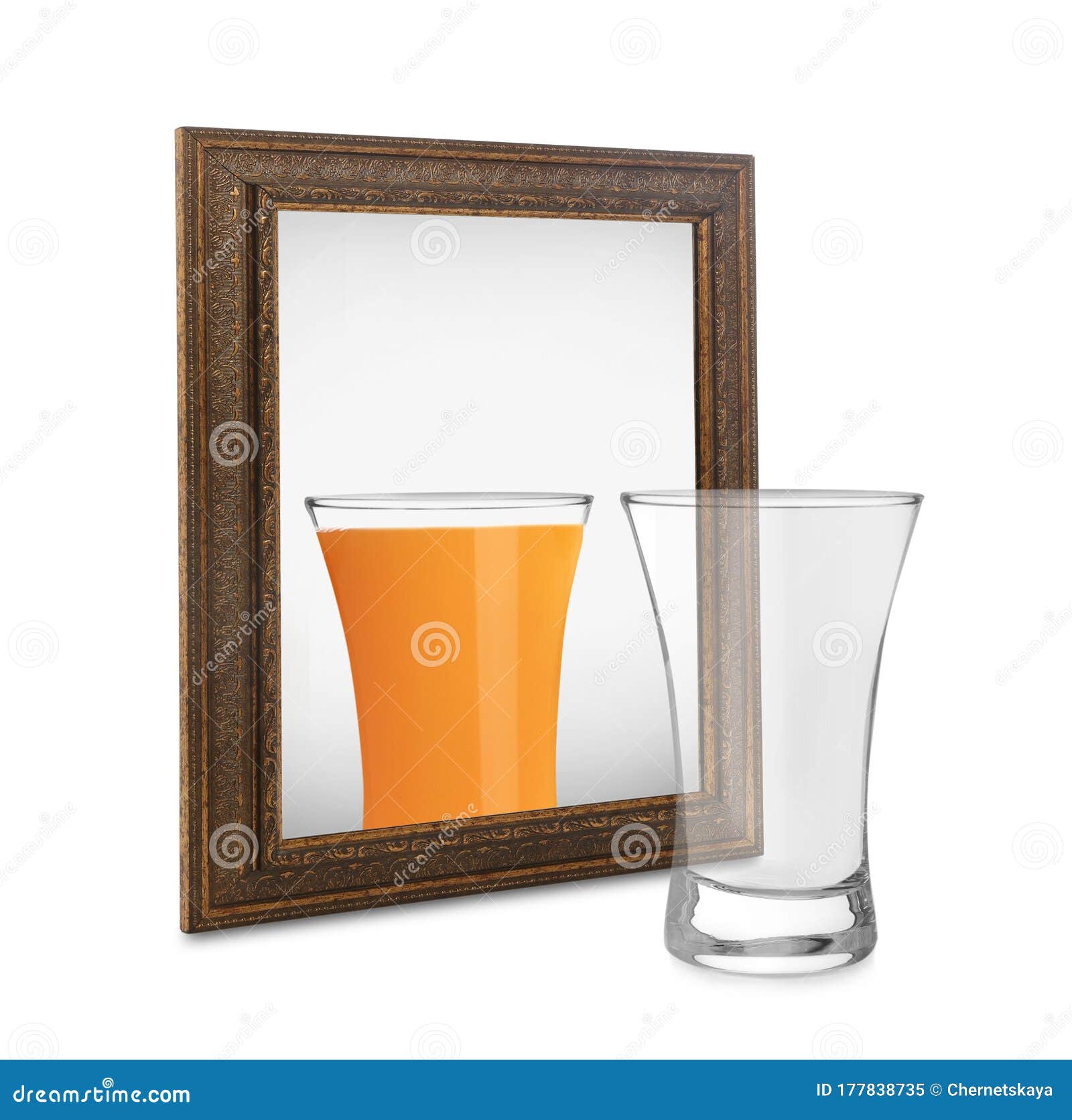 Empty Glass and Mirror with Reflection on Background Stock Image ...