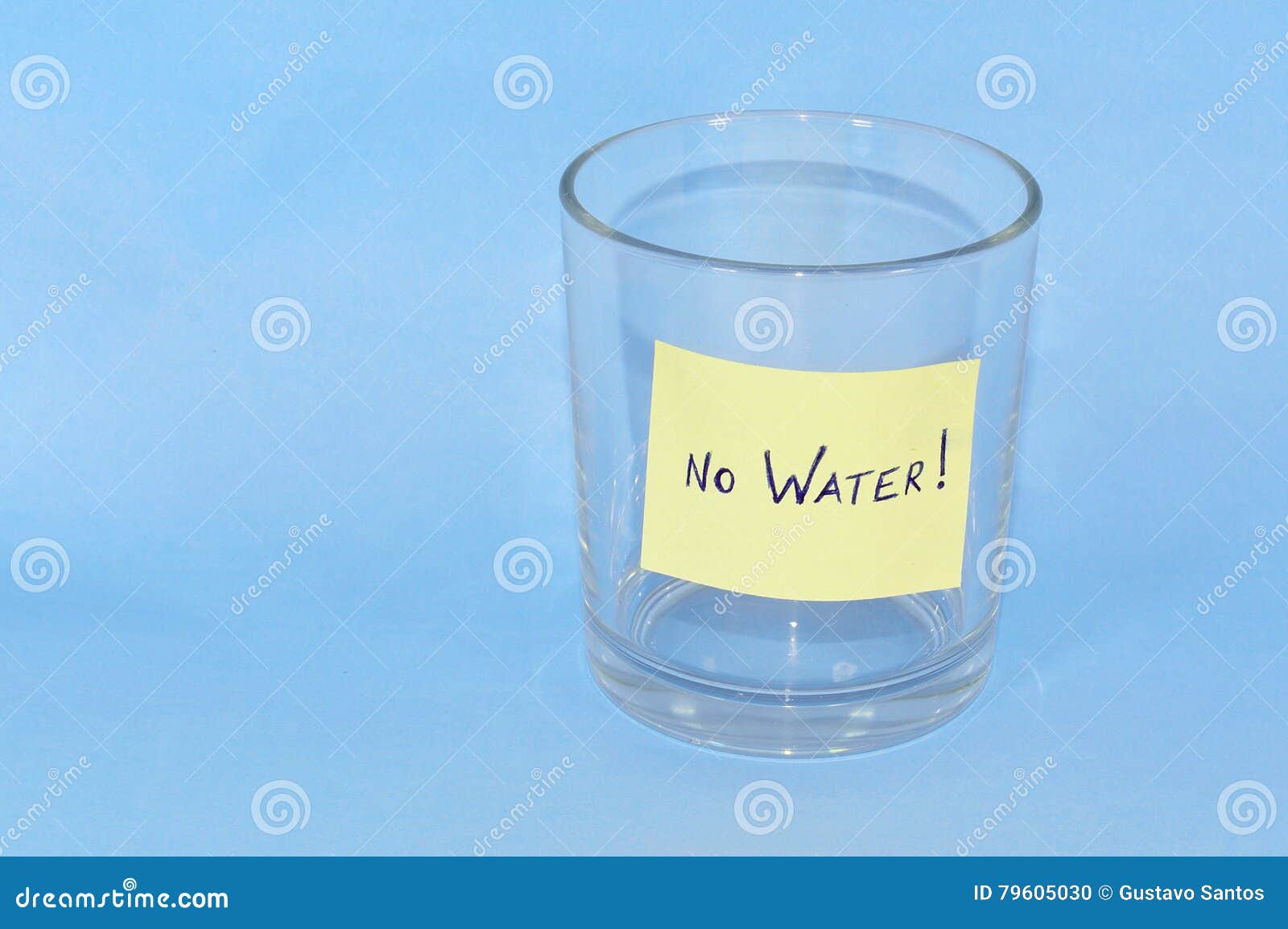 Empty Glass with a Note Saying No Water Stock Photo - Image of glass ...