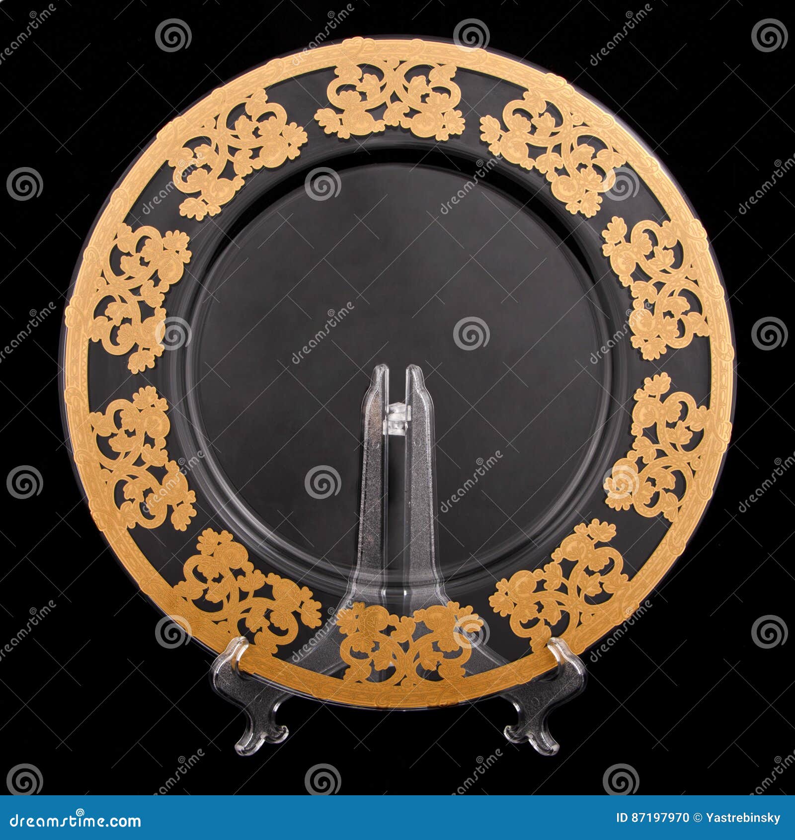 Empty glass plate isolated stock photo. Image of dinnerware - 87197970