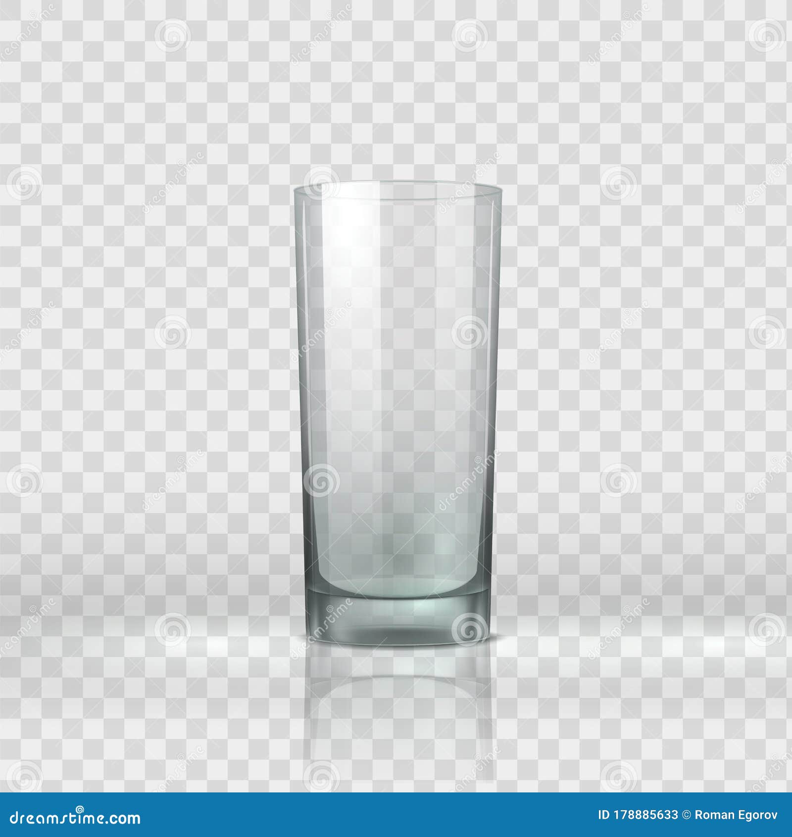 Empty Glass. Realistic Clear Drink Container. Vector Cup of Water ...
