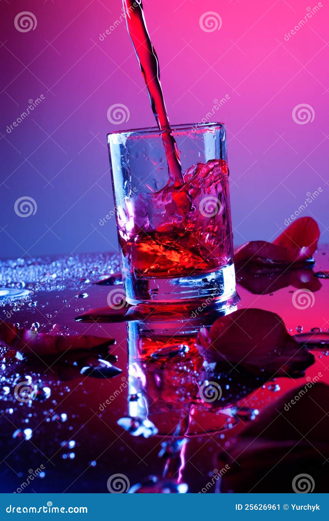Empty Glass with Rose Petals Stock Image - Image of drink, pink: 25626961