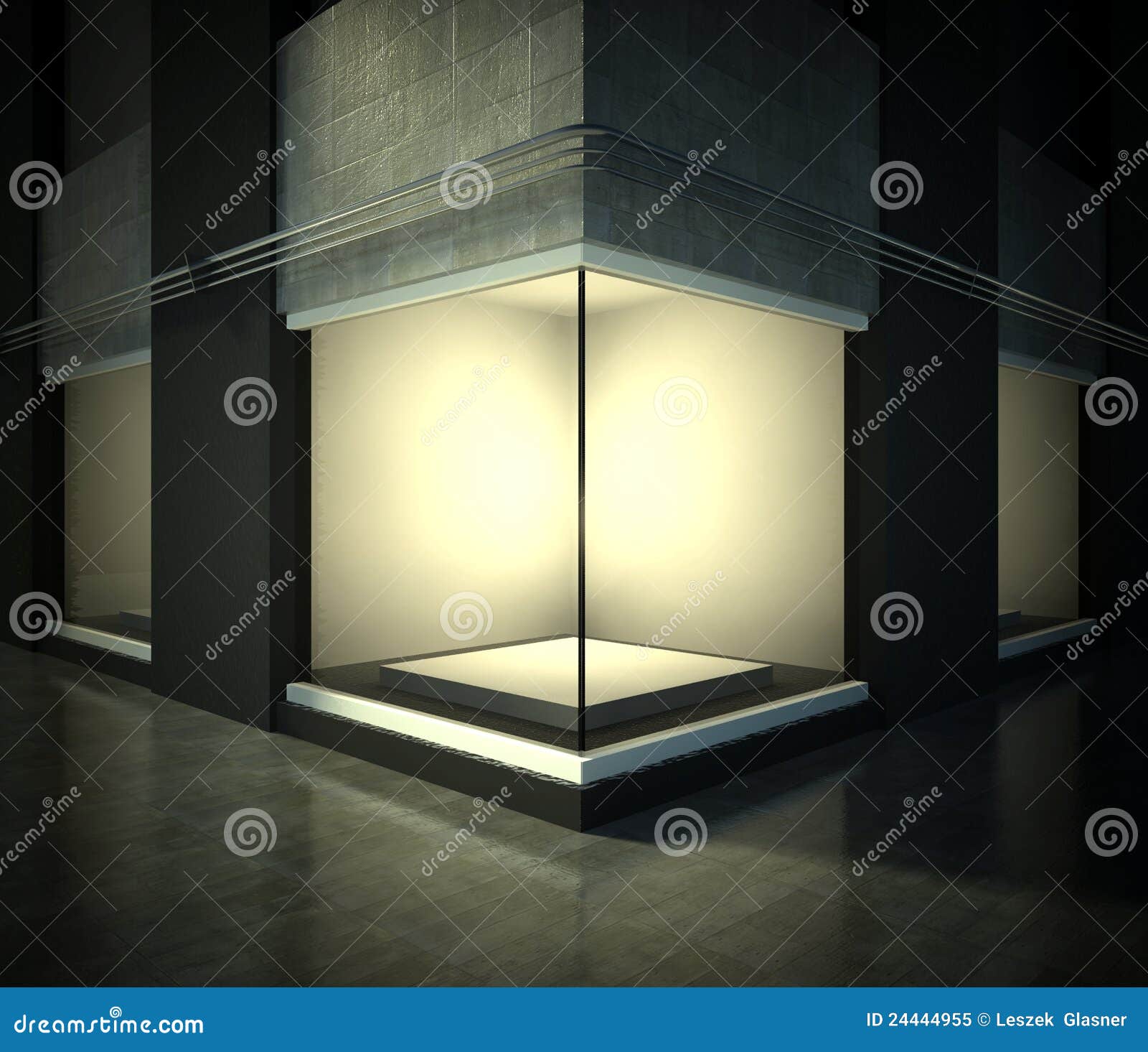 3d Glass Showcase And Niche With Spotlights Royalty-Free Stock Image ...