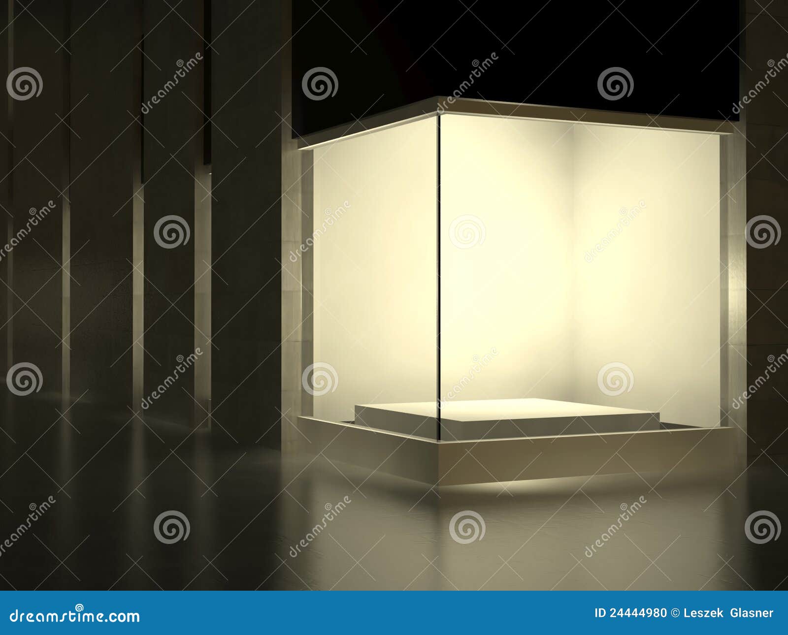 Empty Glass Showcase, Exhibition Space on Street Stock Illustration ...