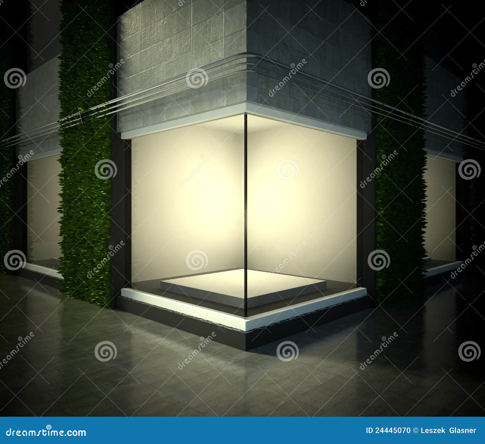 Empty Glass Showcase, Exhibition Space on Street Stock Illustration ...