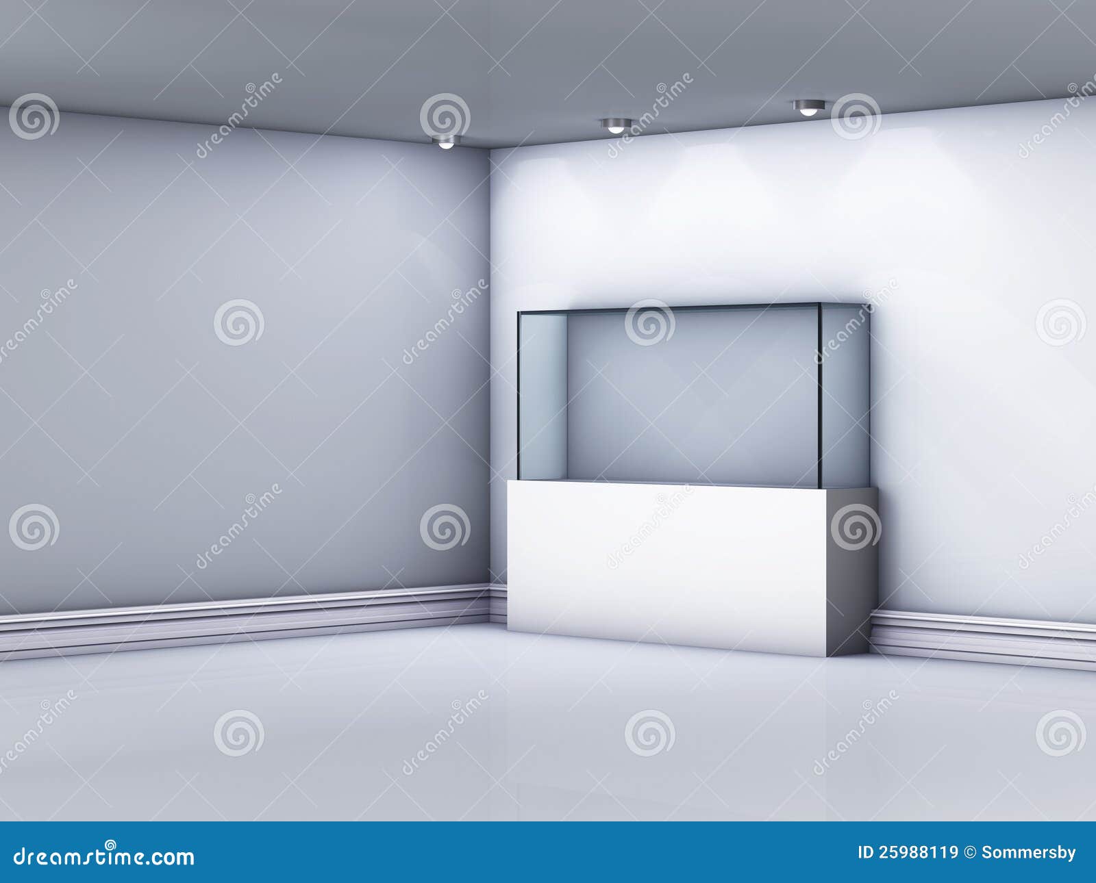 Empty Glass Showcase in the Gallery Stock Illustration - Illustration ...