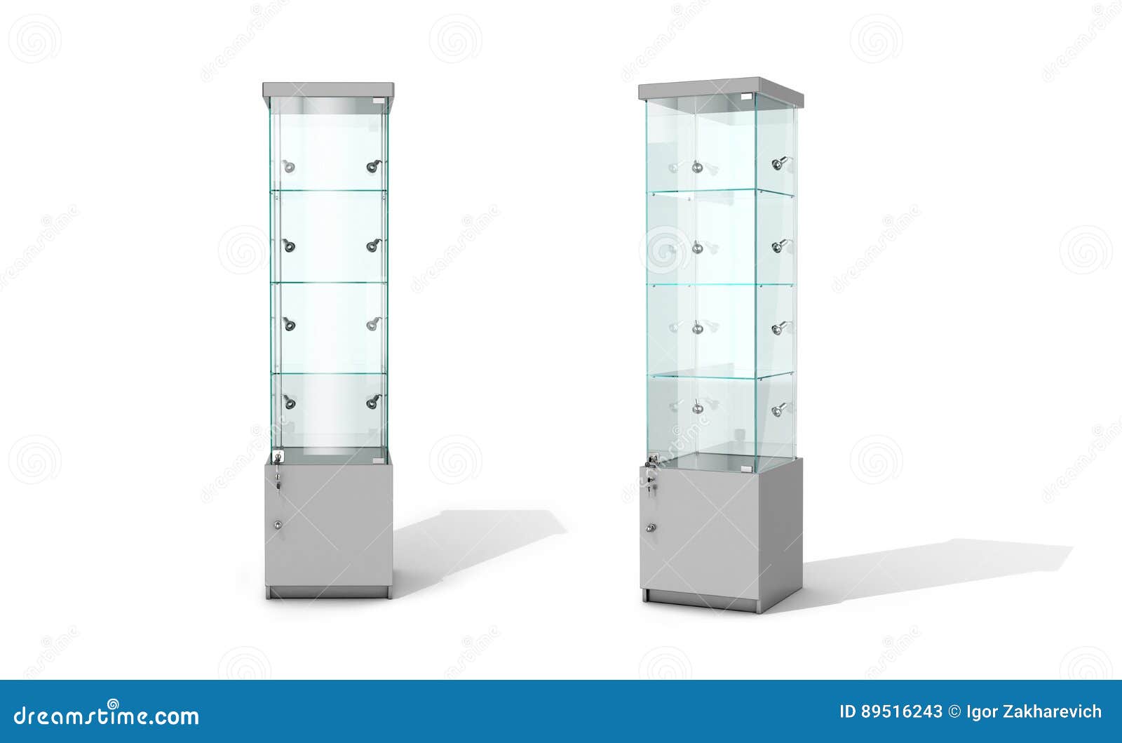 Empty Glass Showcase on a White Background. Stock Illustration ...