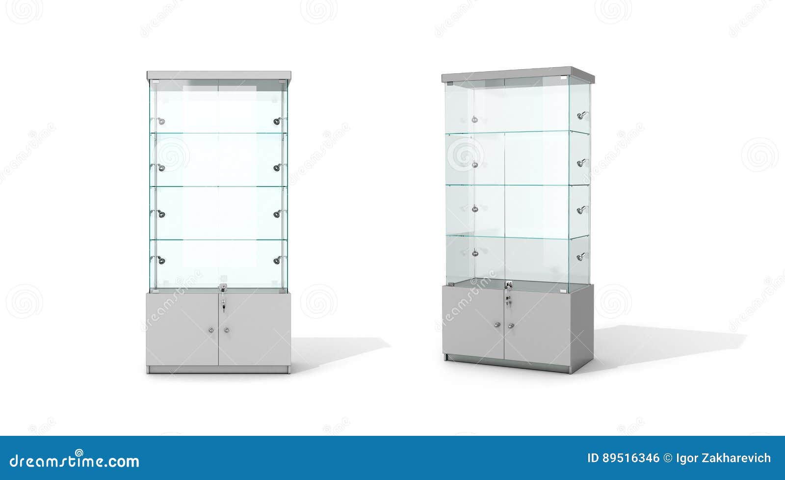 Empty Glass Showcase on a White Background. Stock Illustration ...