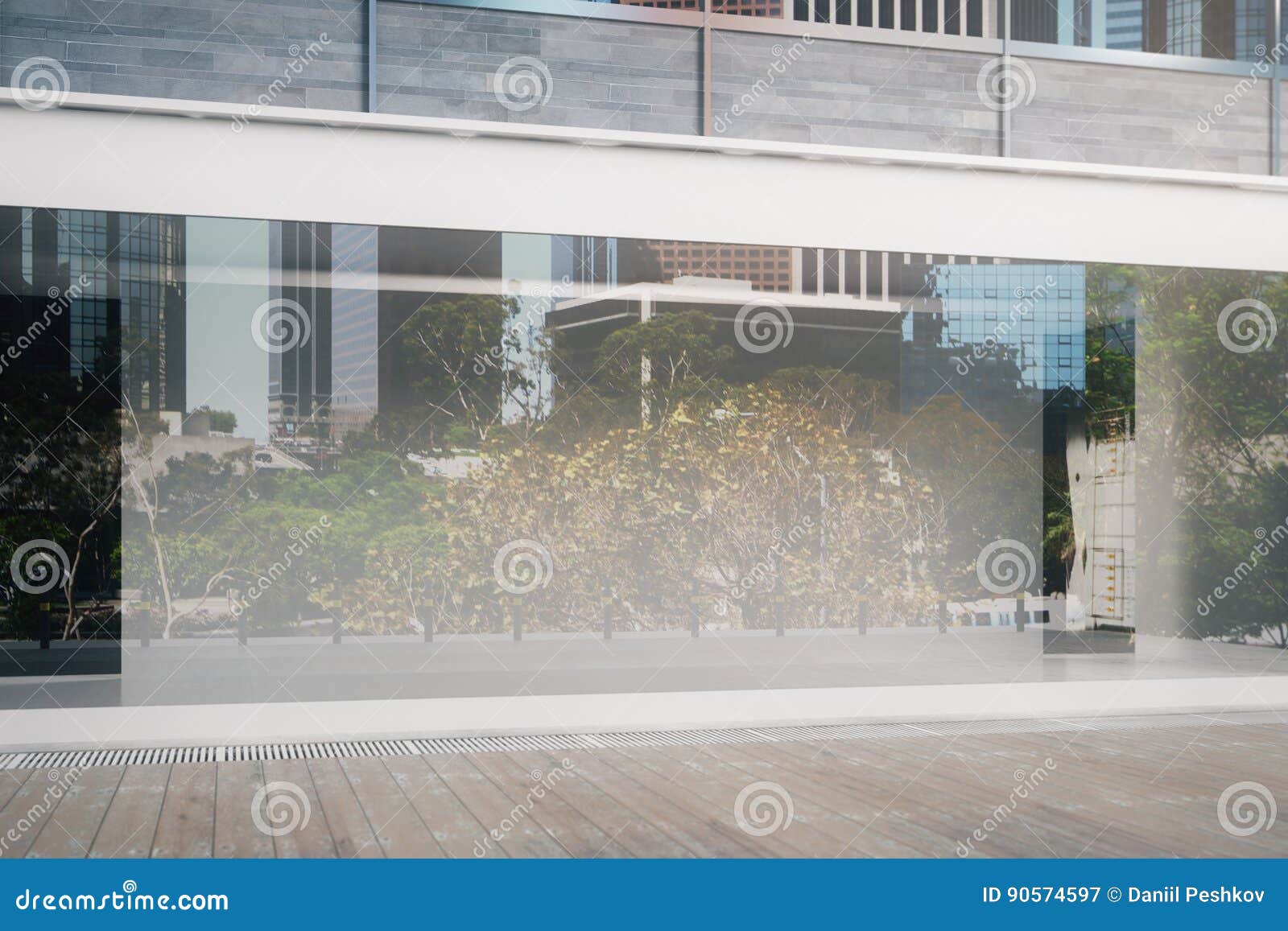 Empty Glass Storefront Closeup Stock Illustration - Illustration of ...