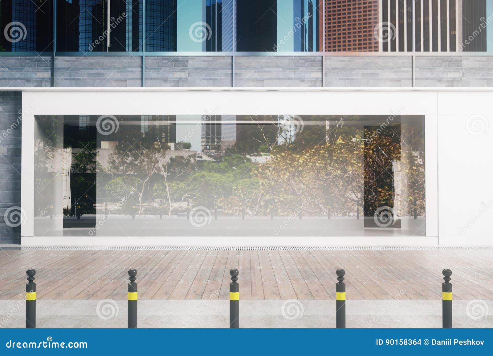 Empty glass storefront stock illustration. Illustration of commercial ...