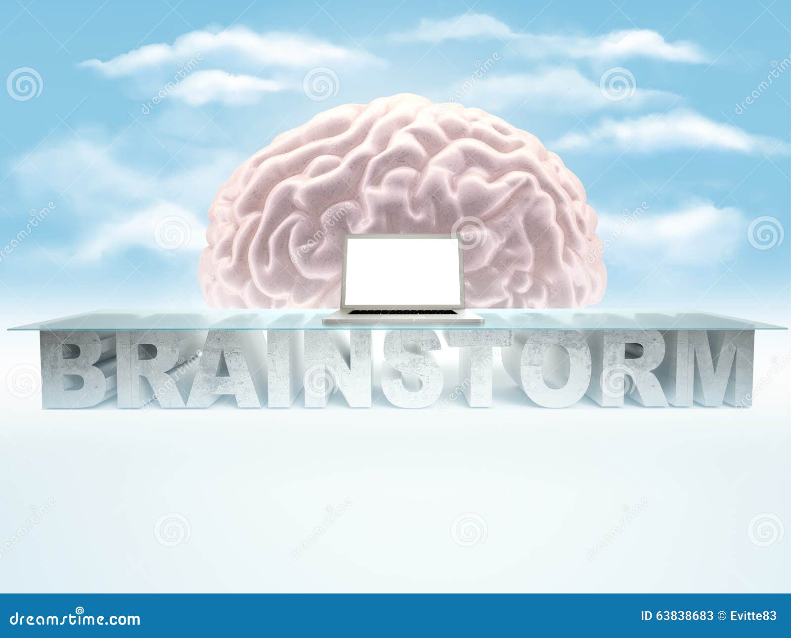 Empty Glass Table with a Base Made of Concrete BRAINSTORM Against the ...