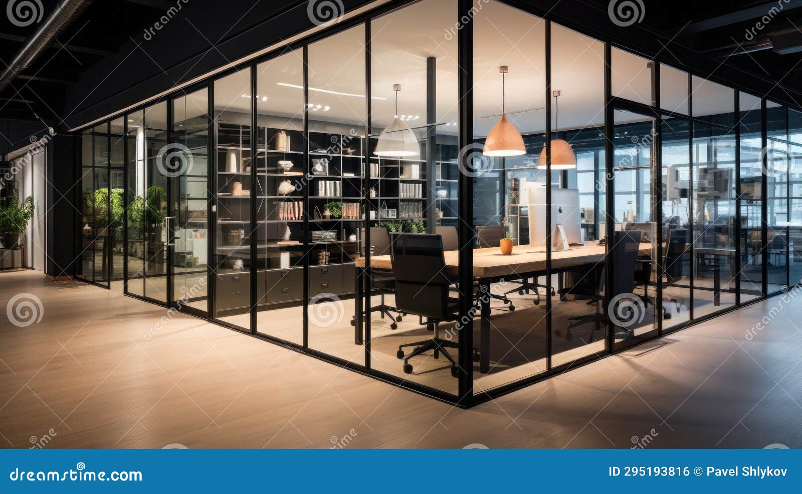 Empty Glass, Transparent Meeting Room in Open Office Interior Stock ...