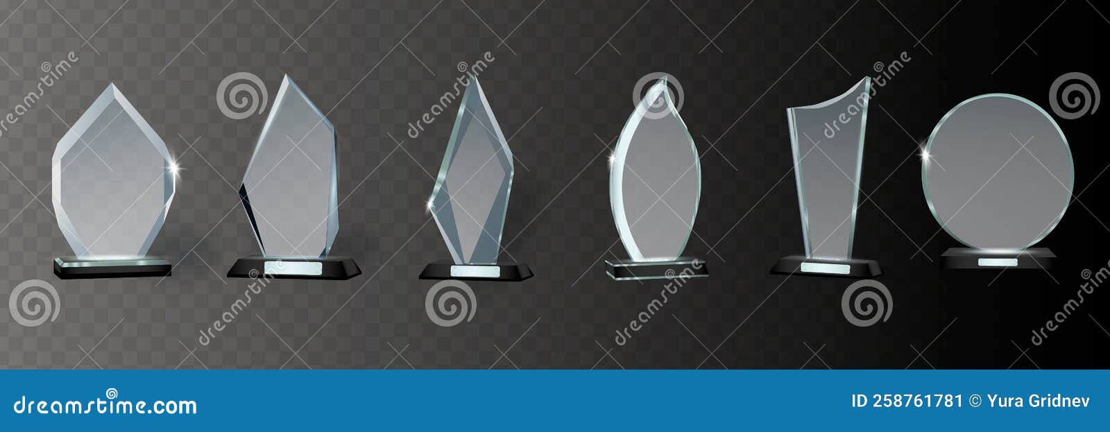 Empty Glass Trophy on a Transparent Background. Glossy Trophy for Award ...