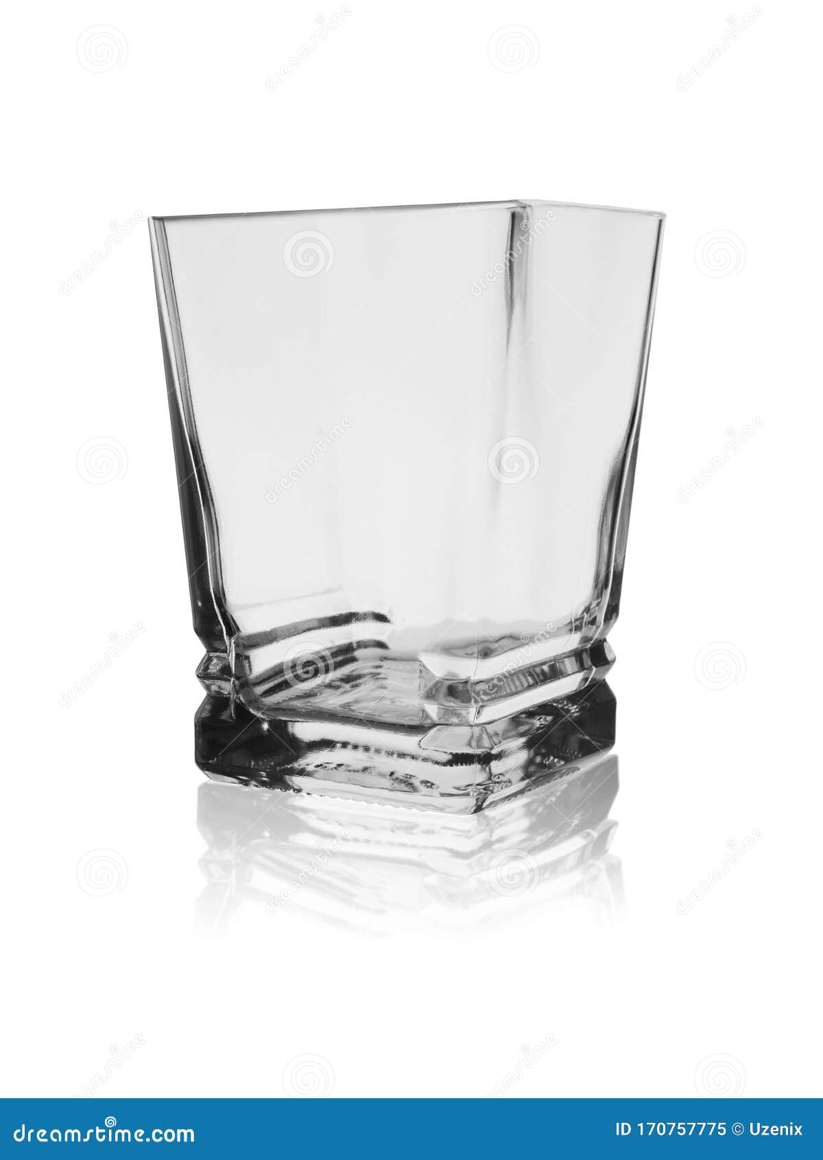 Empty Glass Vase, Square Shape. Isolated on a White Background with ...