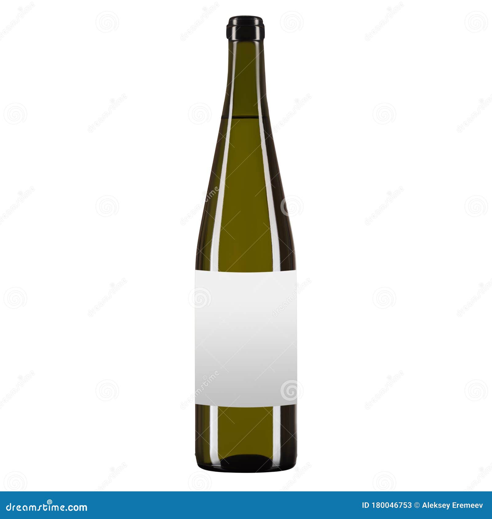 Empty Glass Wine or Champagne Bottle with White Label for Mockup, on ...