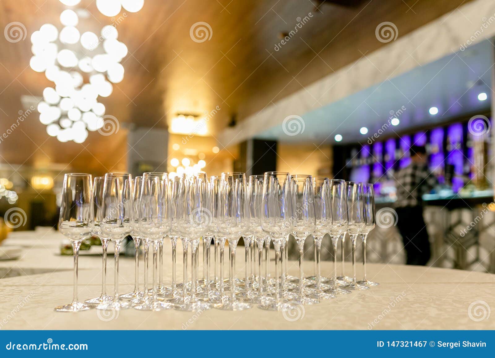 Empty Glasses In Restaurant Table Setting For Celebration Stock Image Image Of Banquet