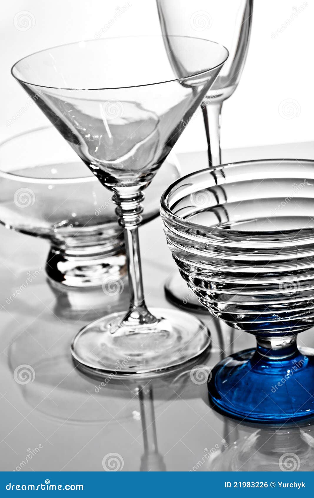 Empty Glassware with Reflection Stock Photo - Image of luxury, object ...
