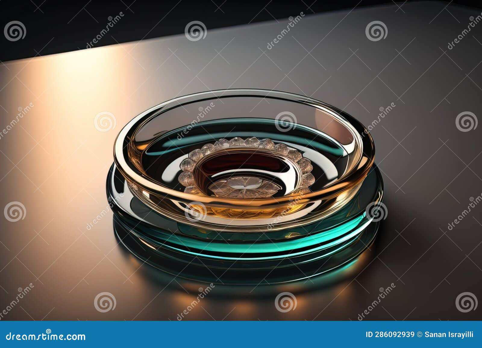 Empty Glossy Transparent Ashtray on a Dark Background. Ai Generative ...