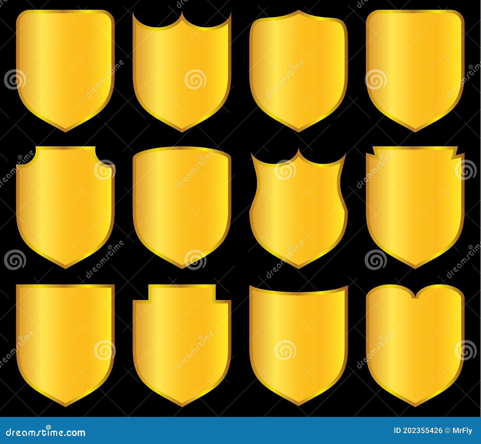 Empty Gold Badges, Shields Set, Vector Illustration Stock Vector ...