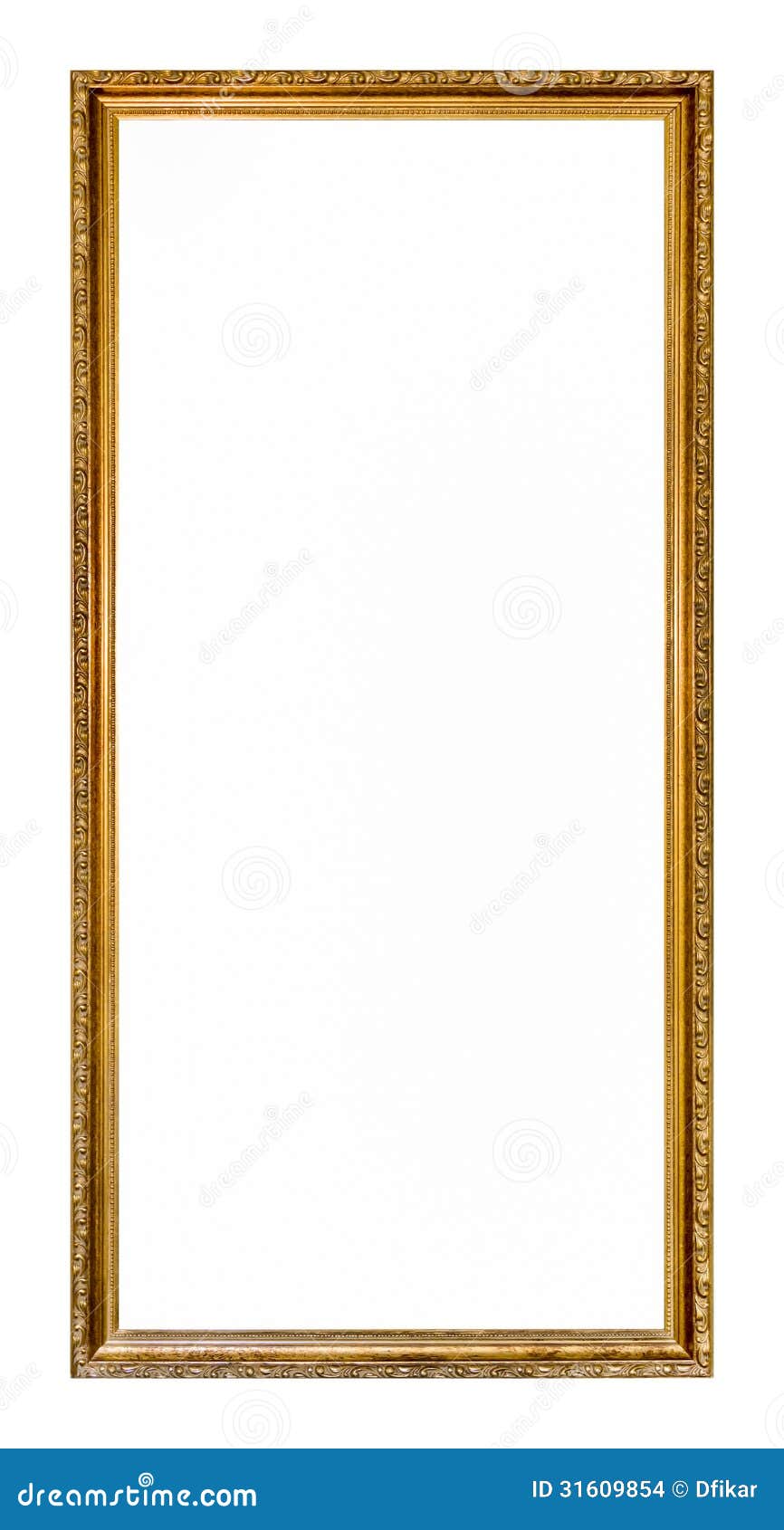 Empty Gold Colored Picture Frame Stock Photo - Image of style, border ...