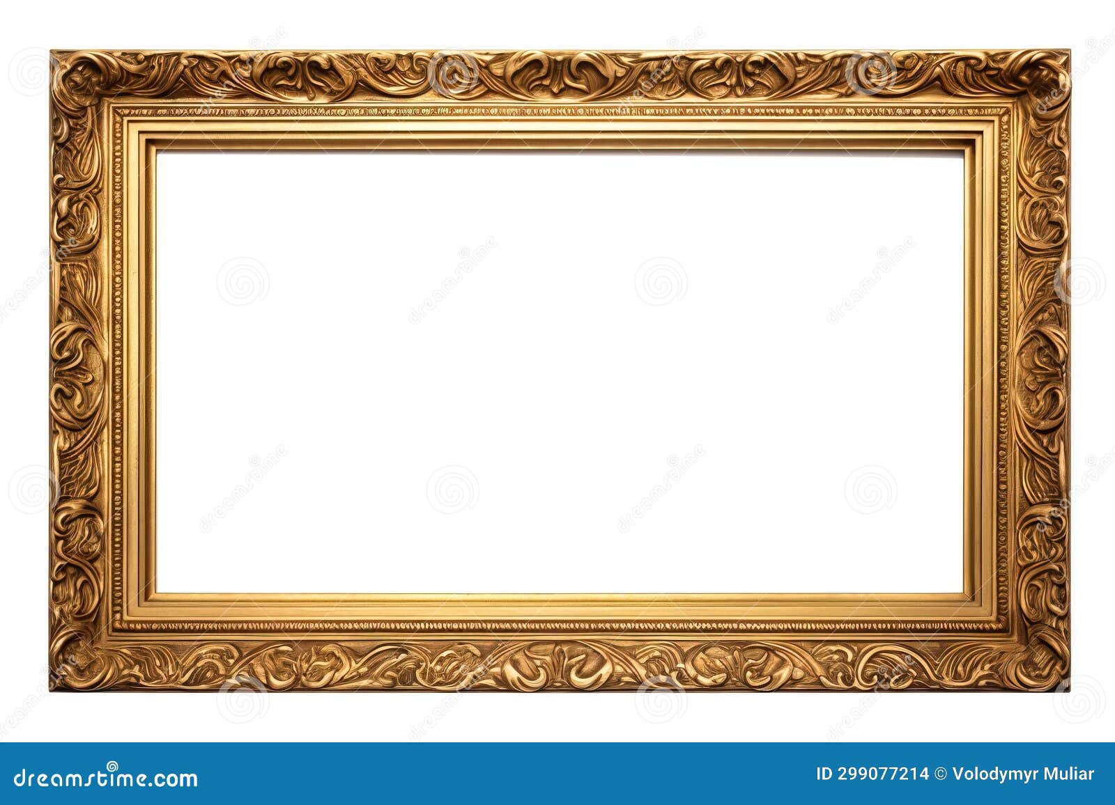 Empty Gold Decorative Frame for a Picture or Photo on a White ...