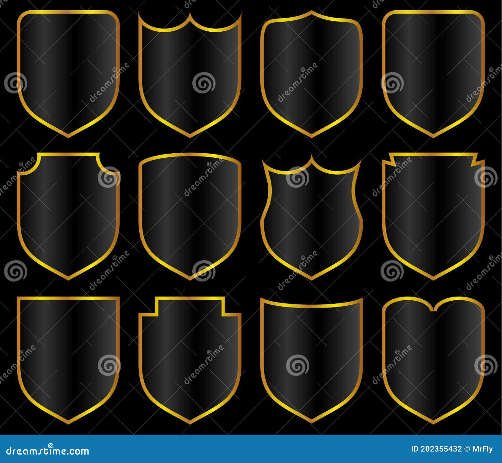 Empty Gold Frame Badges, Shields Set, Vector Illustration Stock Vector ...