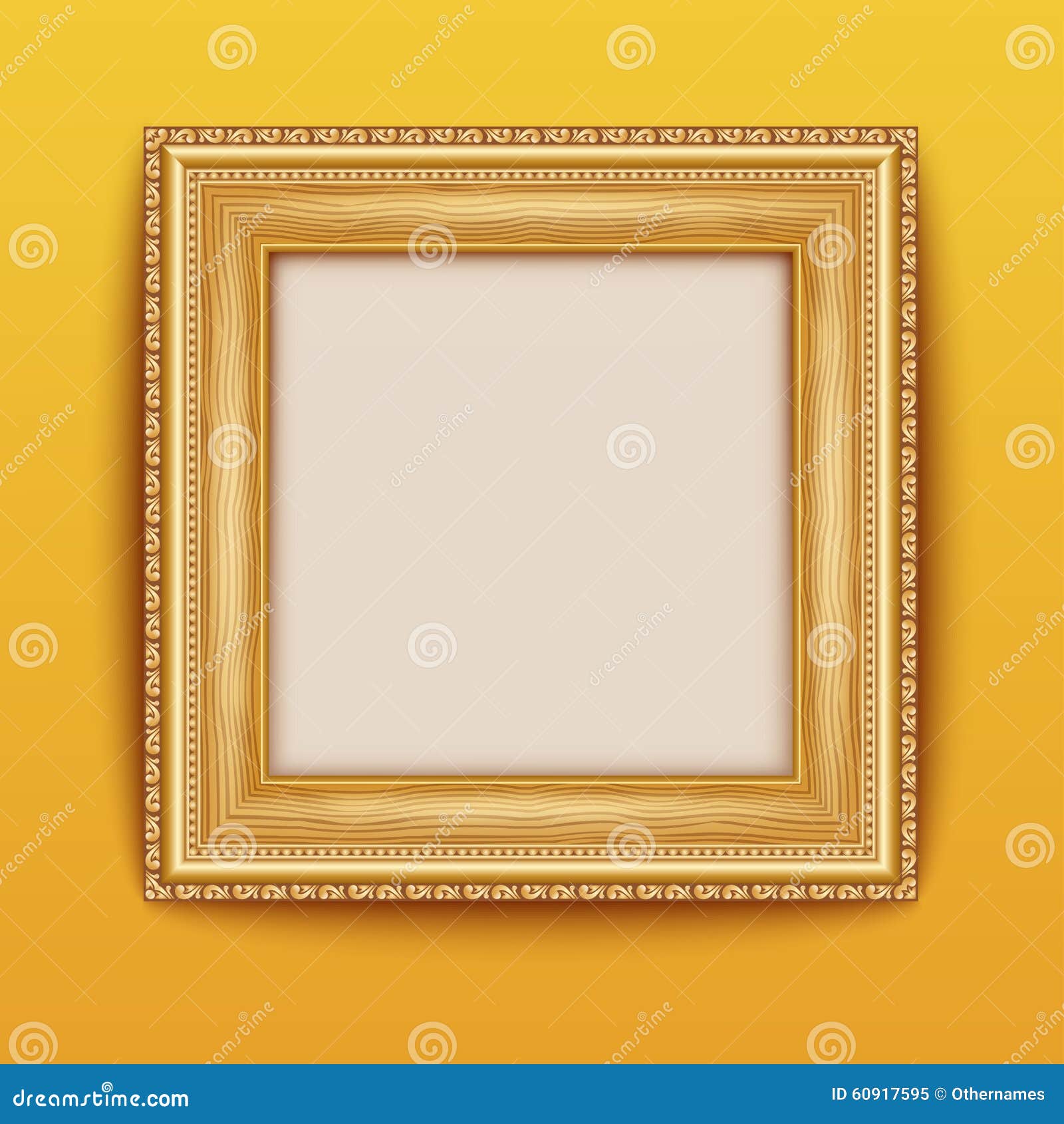 Empty Gold Frame Hanging on the Wall. Stock Vector - Illustration of ...