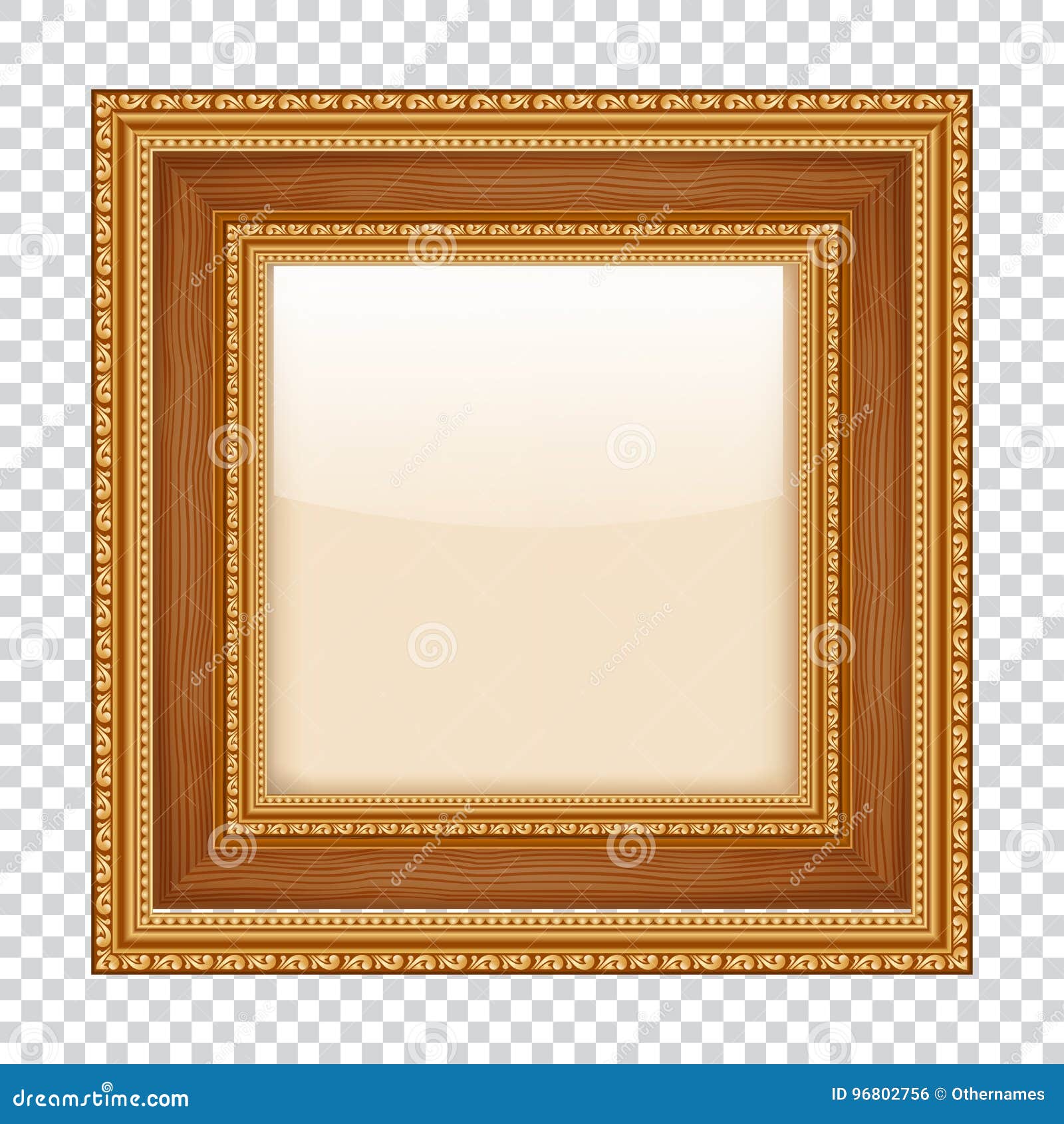 Empty Gold Frame on Transparent Background. Wooden Frame Stock Vector ...