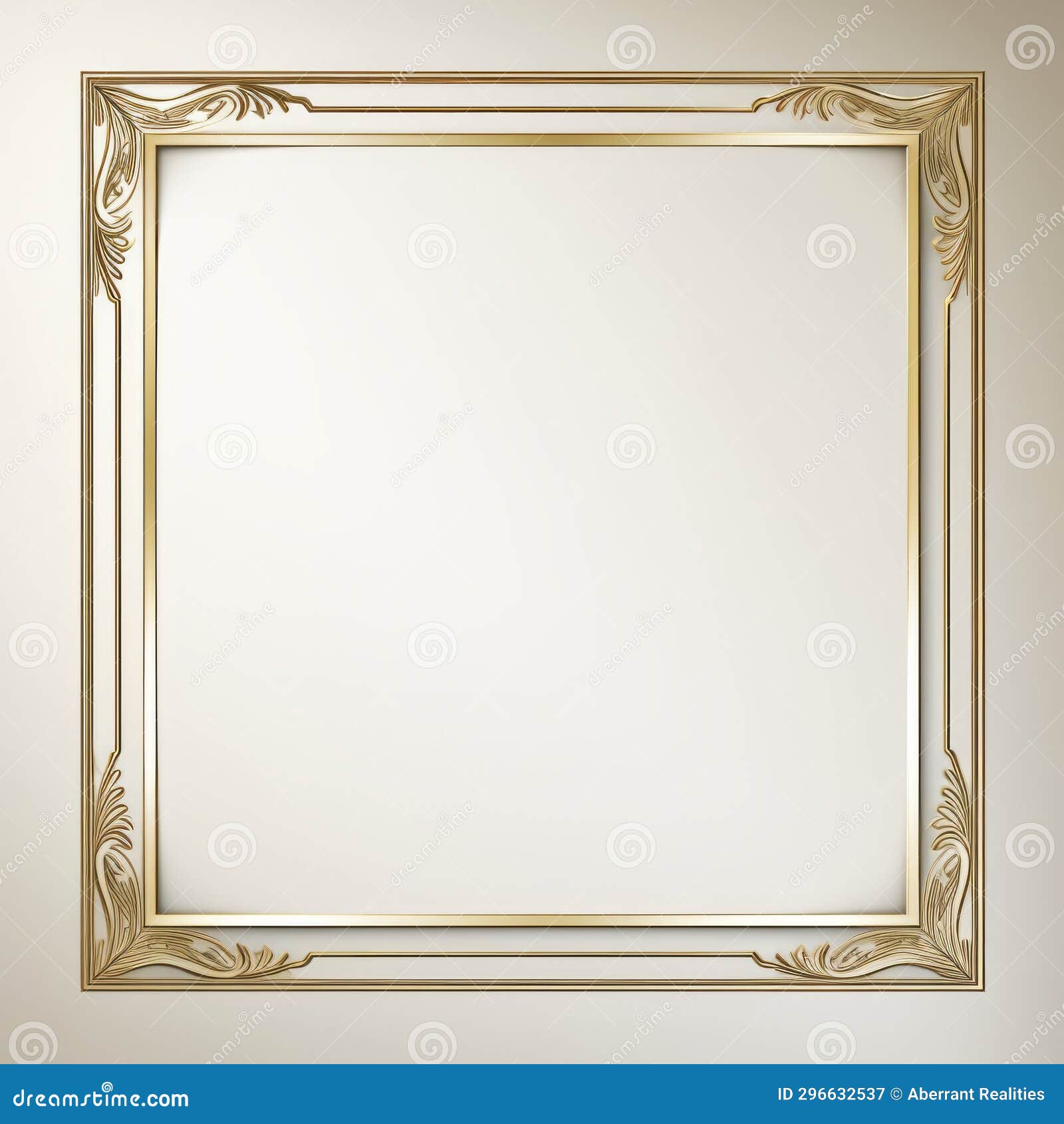 An Empty Gold Frame on a White Background Stock Illustration ...