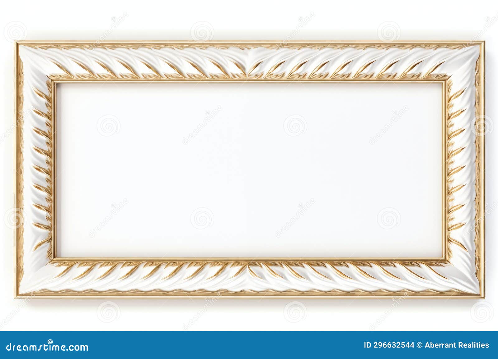 An Empty Gold Frame on a White Background Stock Illustration ...