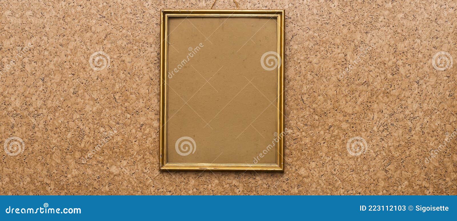 Empty Gold Picture Frame Hanging on Wall Stock Image - Image of classic ...