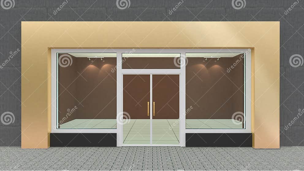 Empty Gold Store Front stock illustration. Illustration of door - 57395249