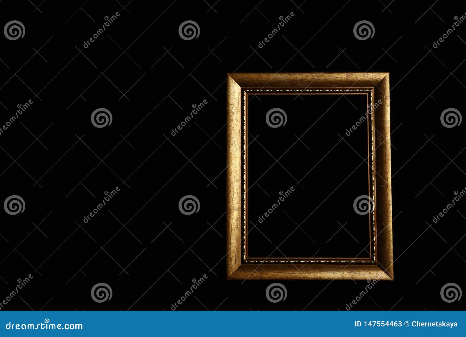 Empty Golden Frame on Black Background. Stock Image - Image of empty ...