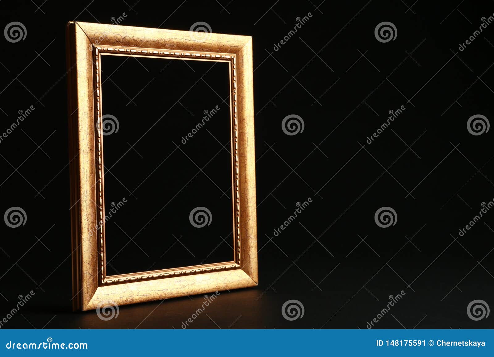 Empty Golden Frame on Black. Space for Design Stock Image - Image of ...
