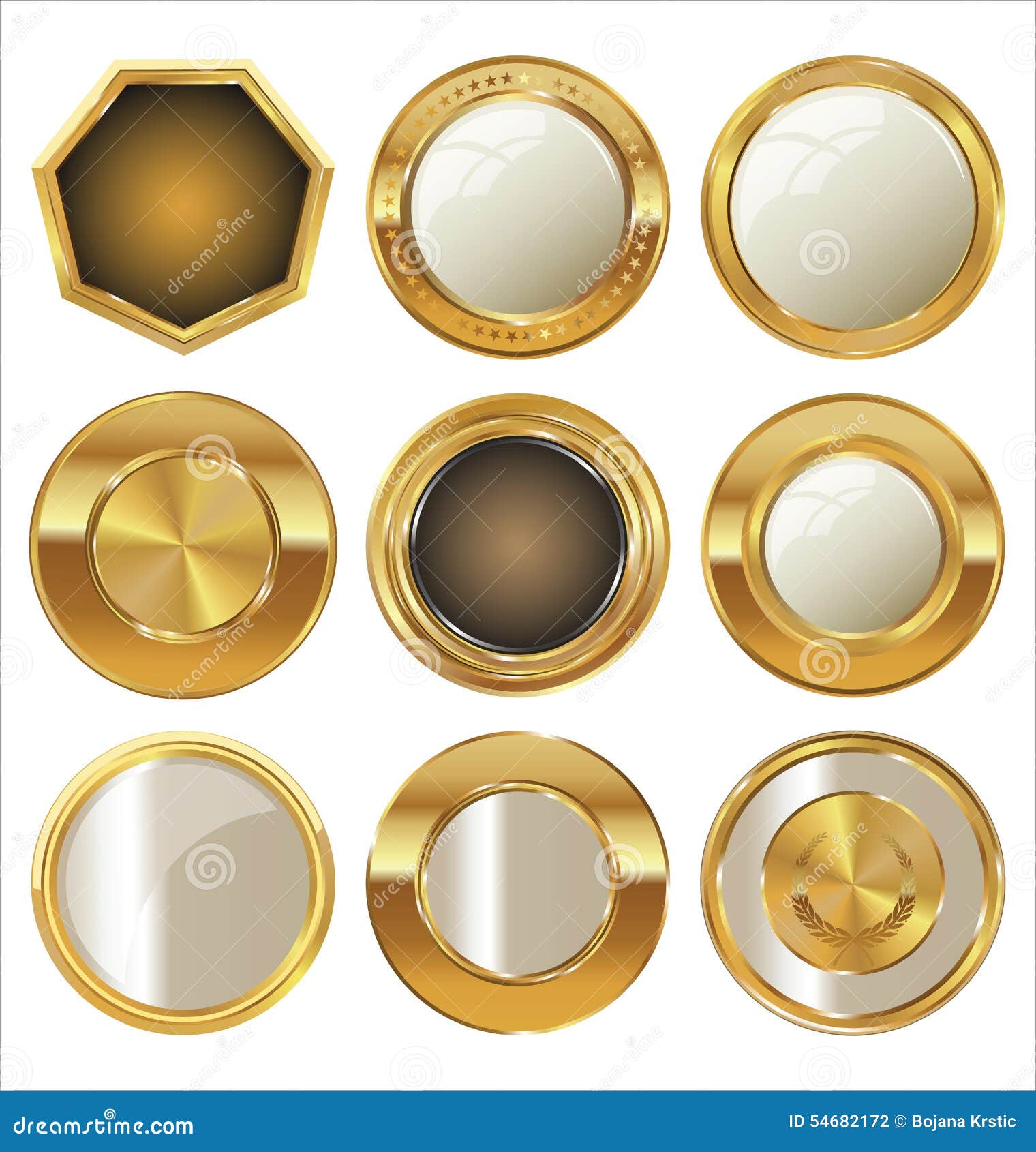 Empty golden metal badges stock illustration. Illustration of consumer ...