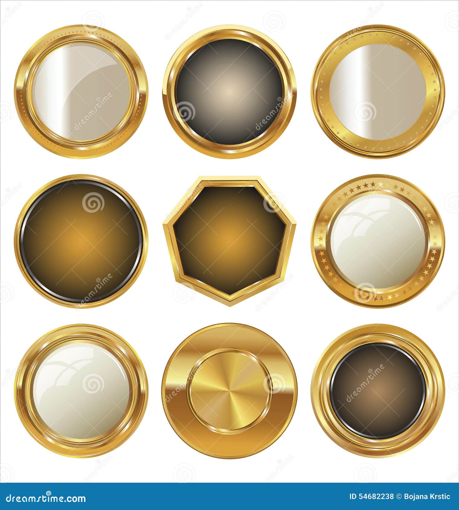 Empty golden metal badges stock illustration. Illustration of icon ...