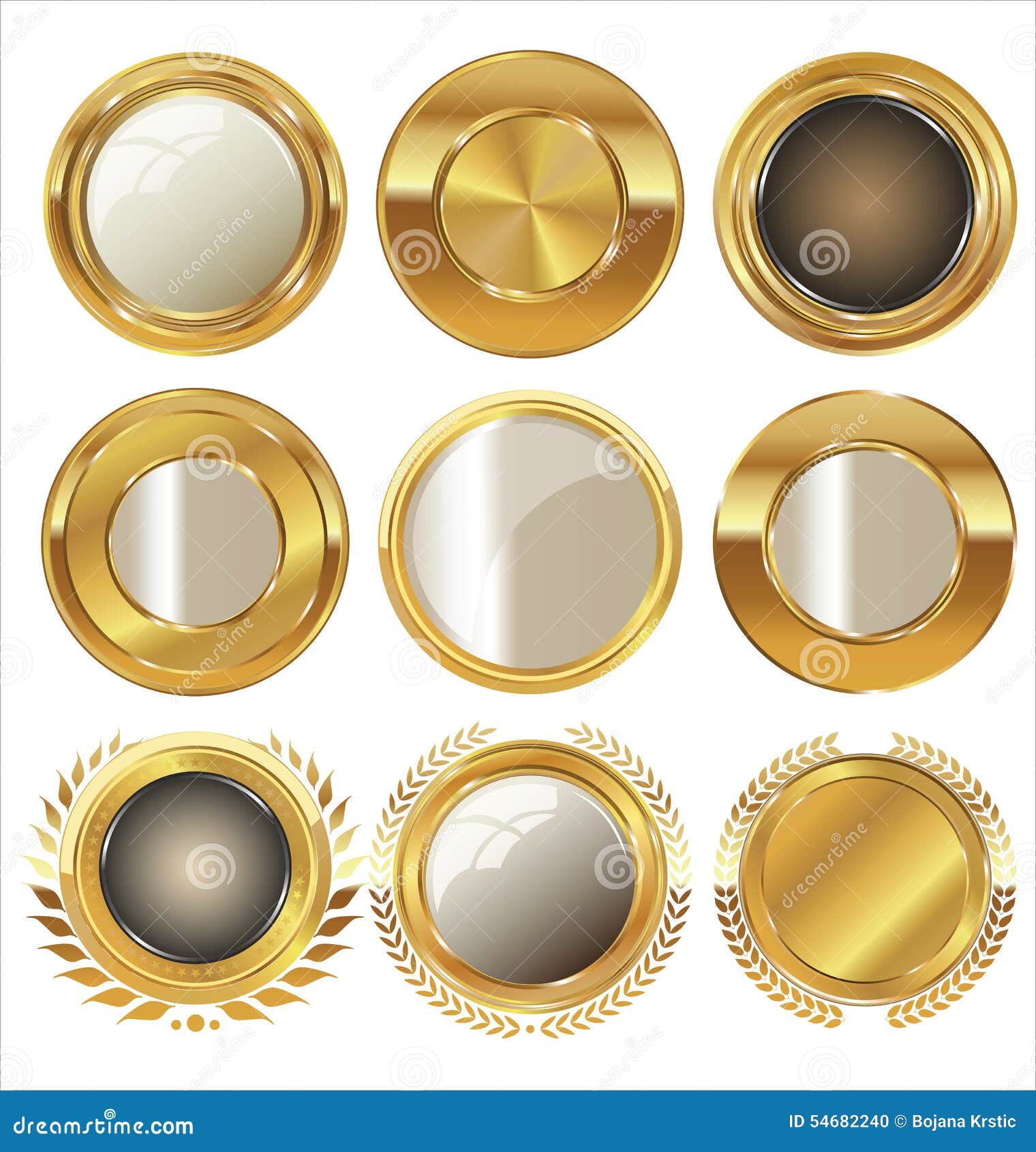 Empty golden metal badges stock illustration. Illustration of ...