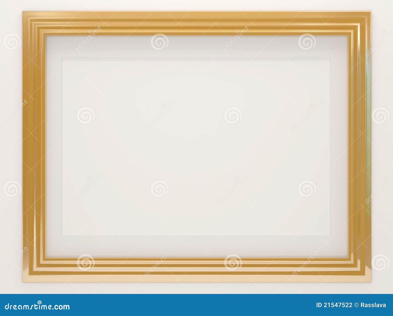 Empty Golden Photo Frame stock illustration. Illustration of wall ...