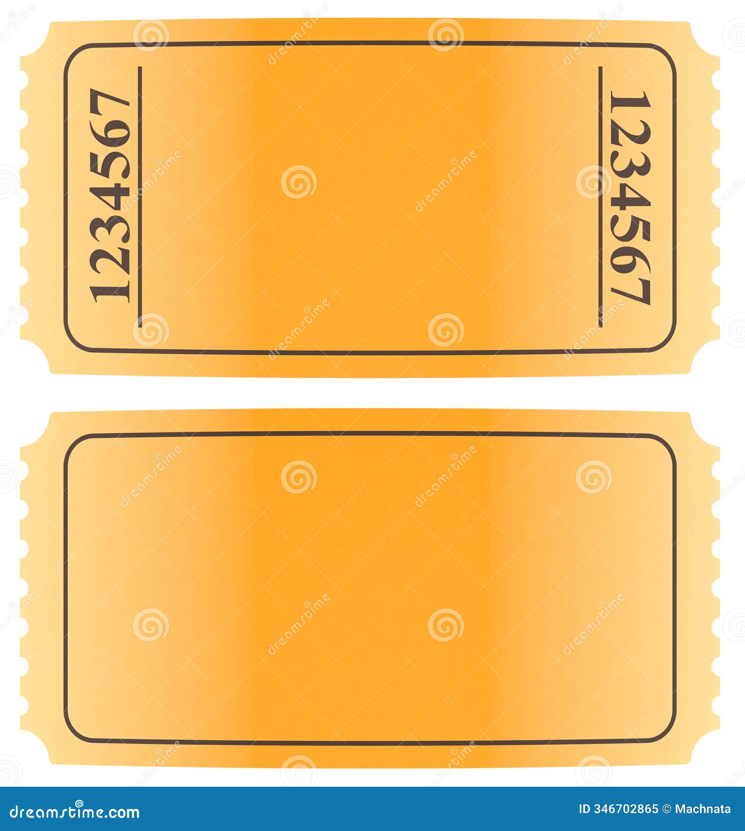 Empty Golden Tickets, Mockup Template. 3D Rendering Stock Illustration ...