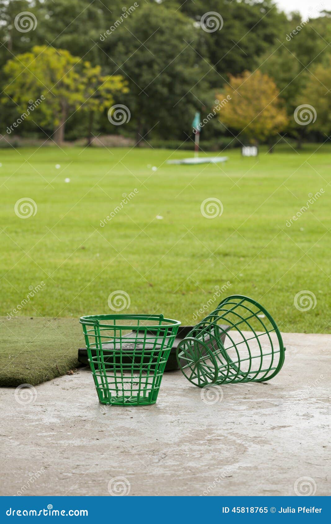 Empty Golf Ball Baskets at Driving Range Stock Image - Image of fitness ...