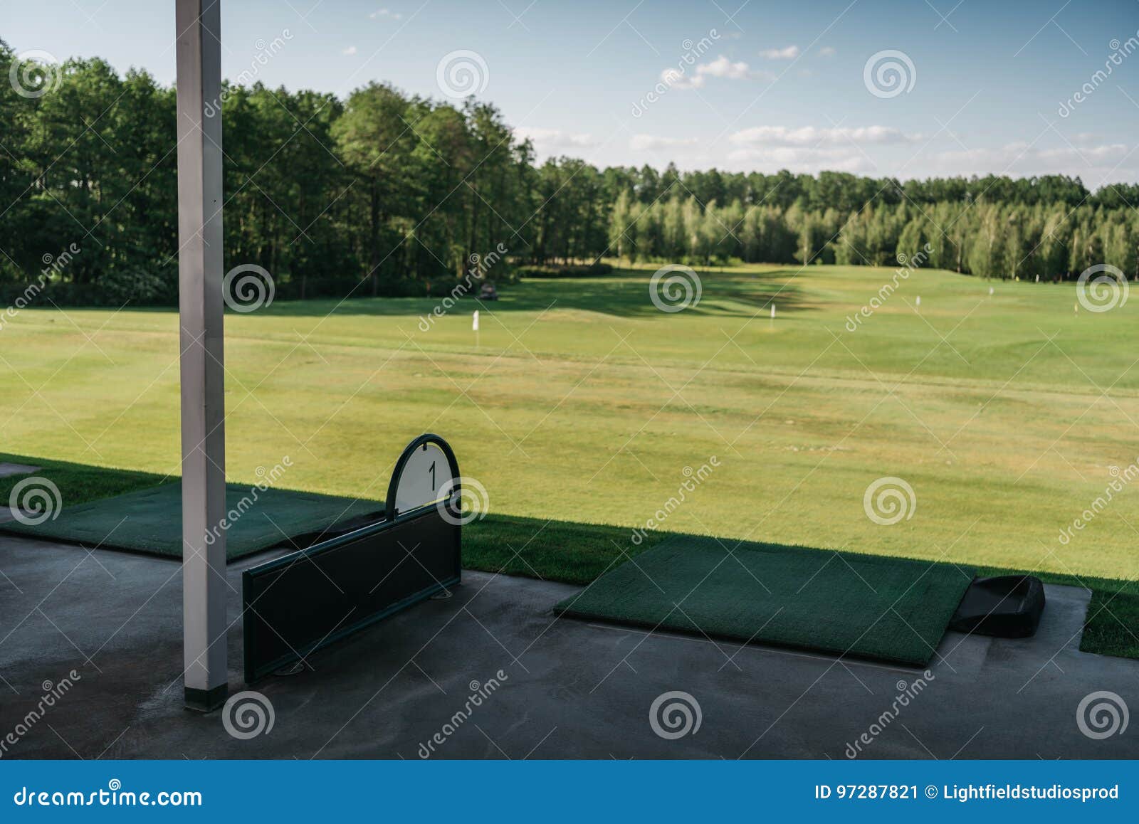 Empty Golf Course in Sunny Day Stock Image - Image of panoramic ...