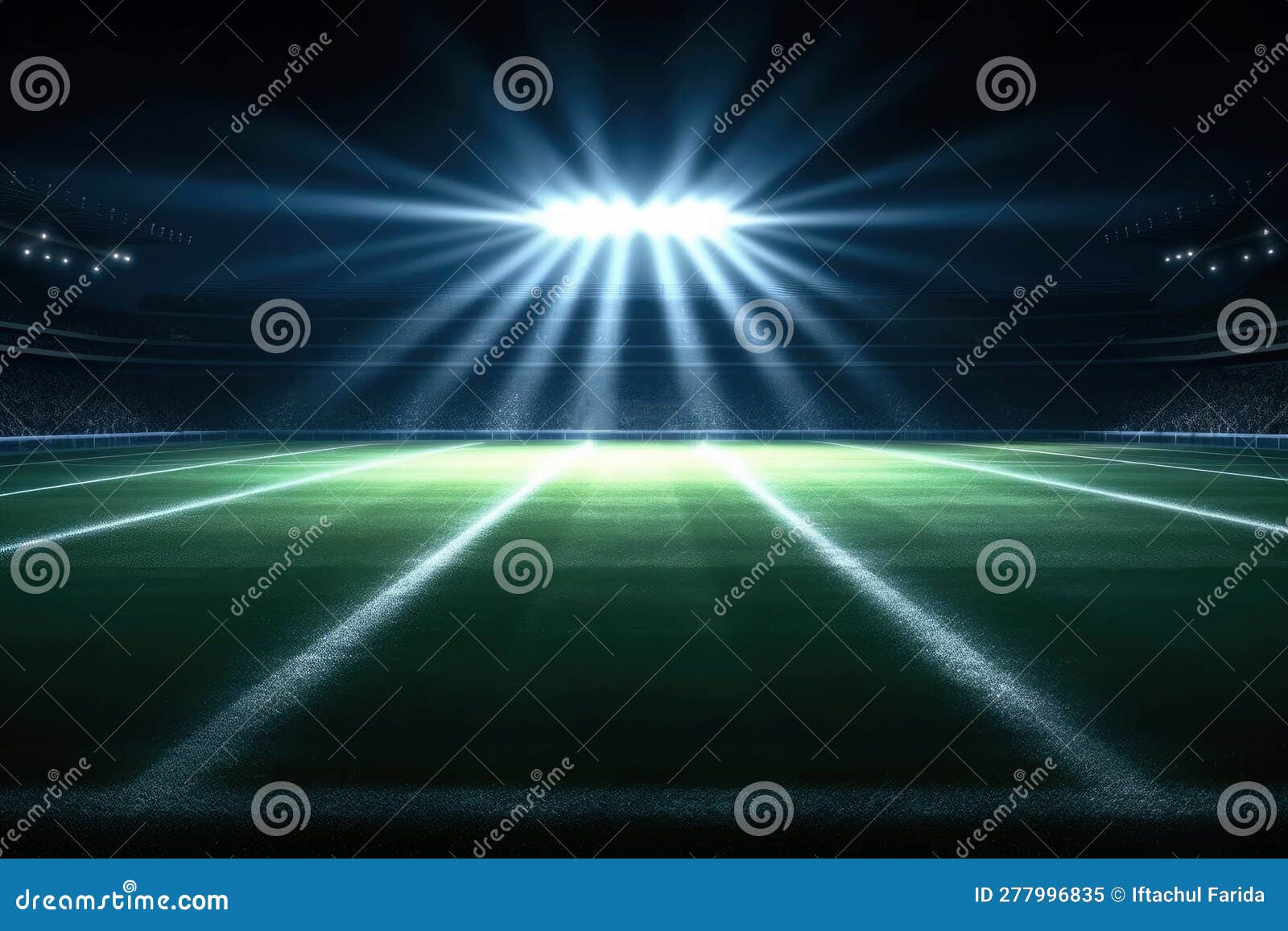 Empty Grass Field Scene Background with Spotlights Light Stock ...