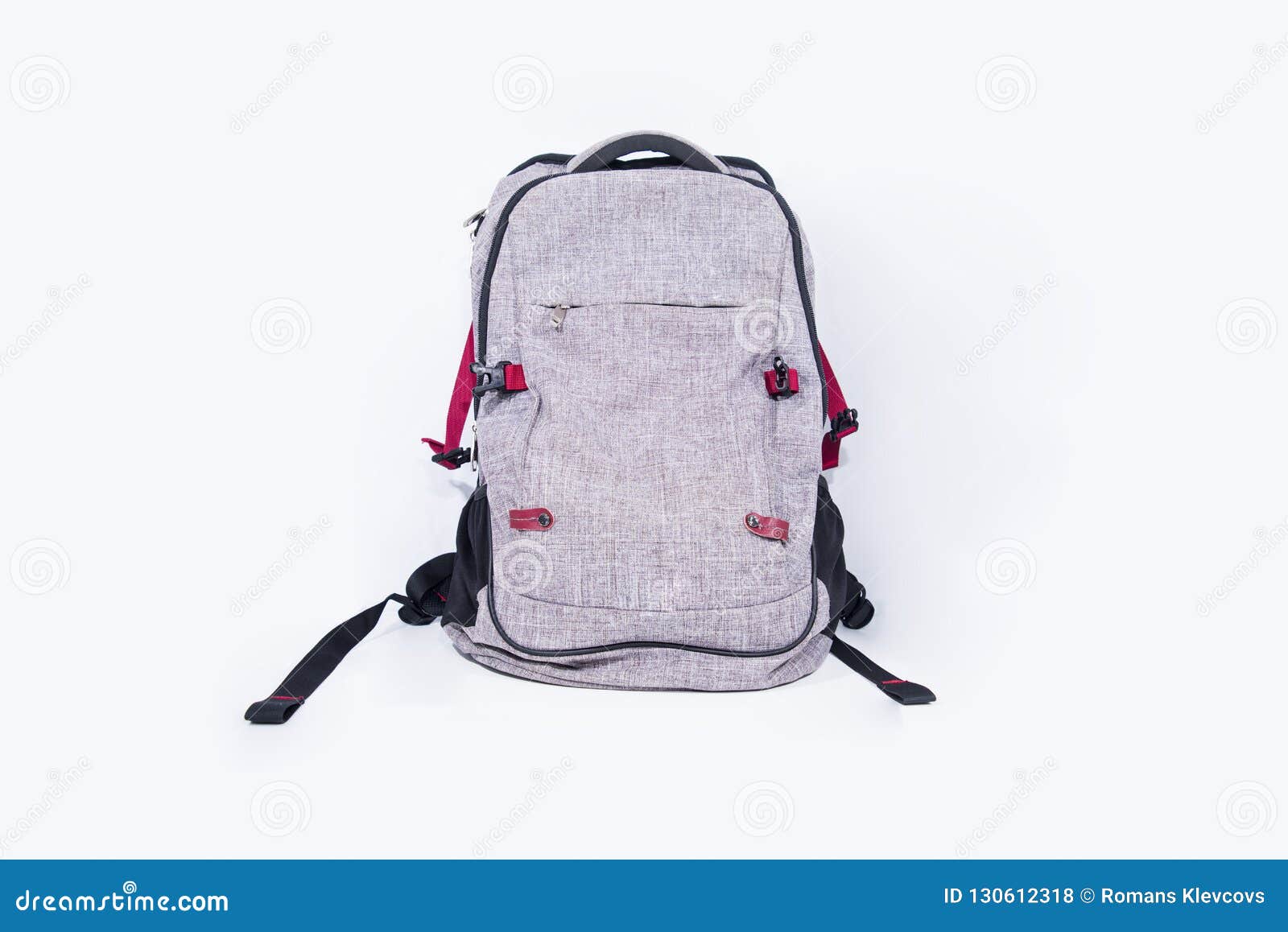 Empty Gray Backpack Isolated on White Background Stock Photo - Image of ...