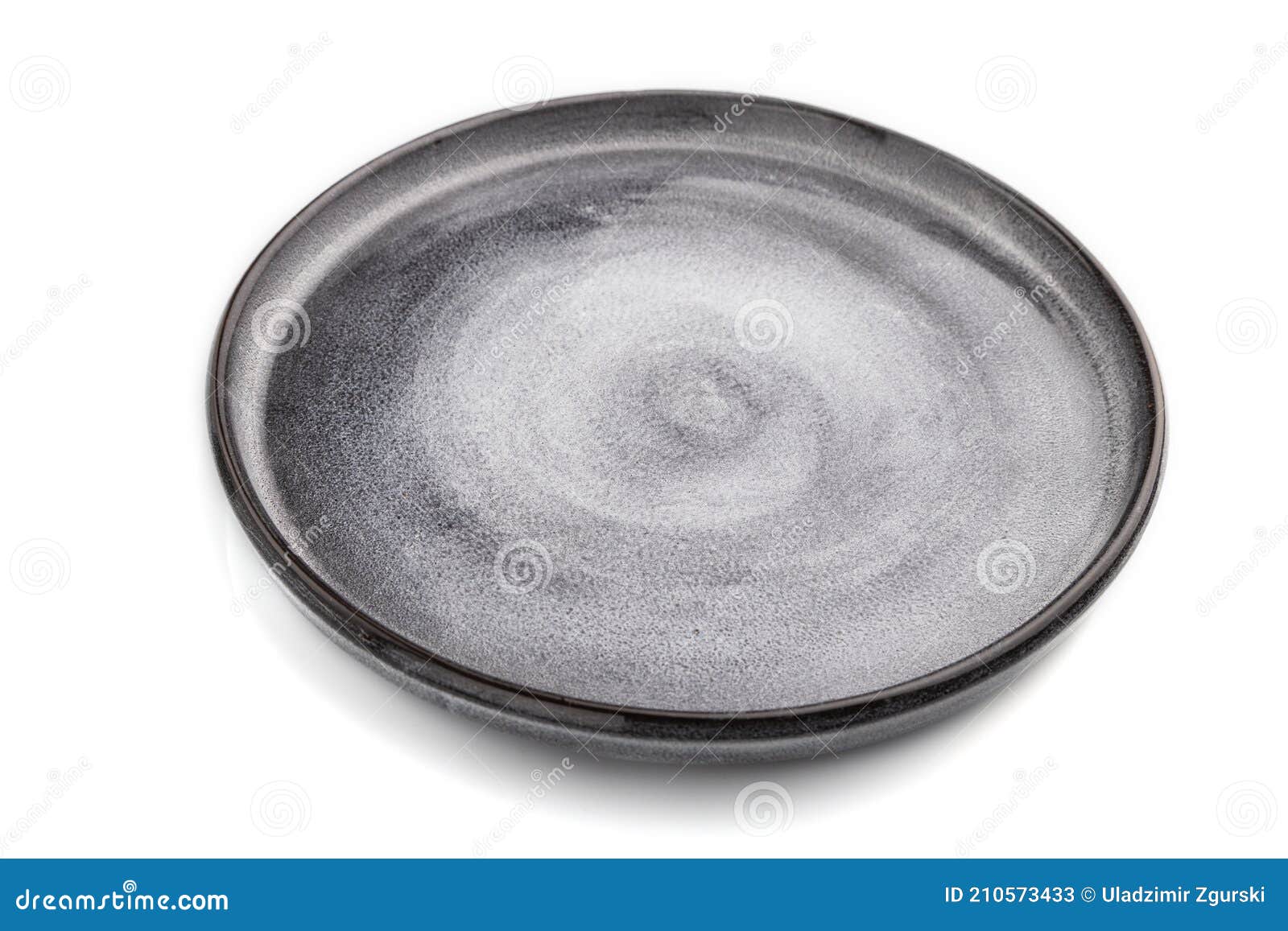Empty Gray Ceramic Plate Isolated on White Background. Side View, Close ...