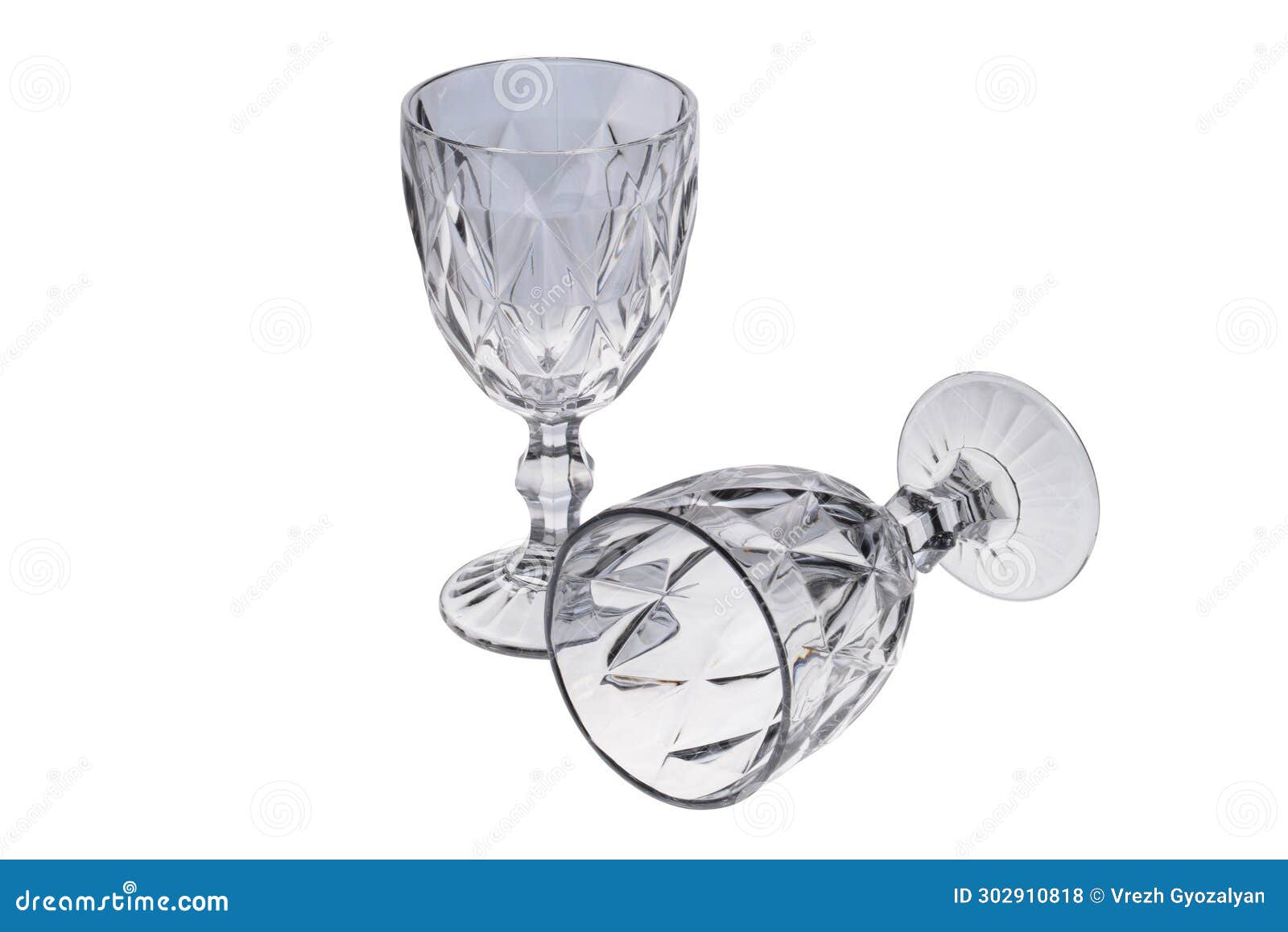 Empty Gray Crystal Glass Isolated on White Background Stock Photo ...