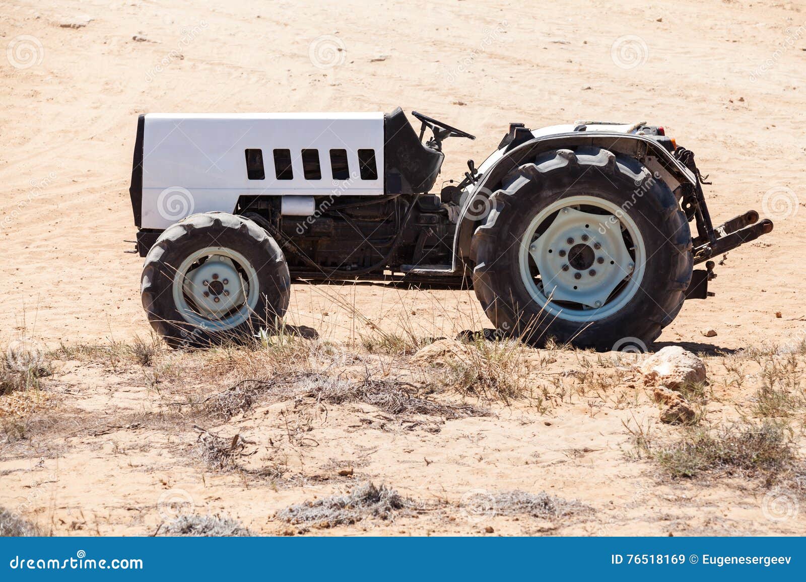 Empty Gray Tractor with Black Details, Side View Stock Image - Image of ...