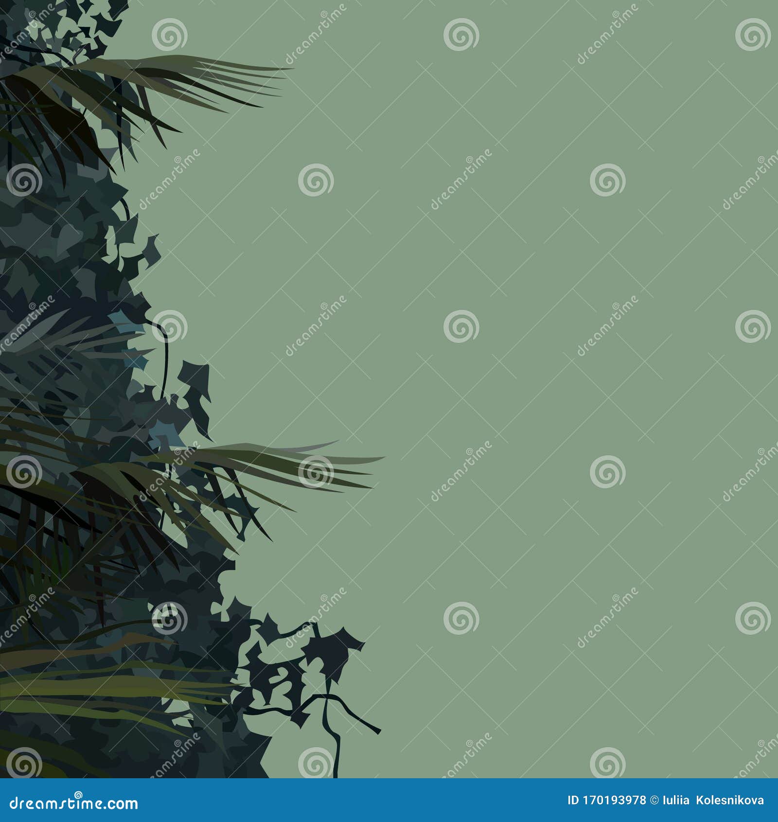 Empty Green Background with Overgrown Tropical Plants Slope Stock ...